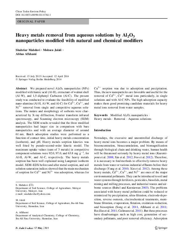 (PDF) Heavy metals removal from aqueous solutions by using Ficus religiosa leaves ash ...