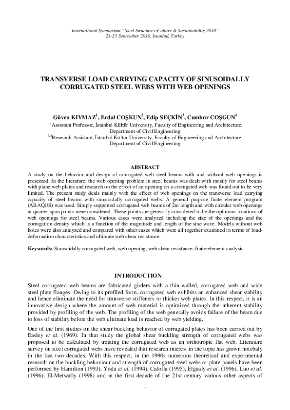 (PDF) Transverse load carrying capacity of sinusoidally corrugated ...