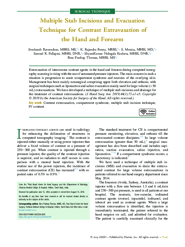 (PDF) Multiple Stab Incisions and Evacuation Technique for Contrast ...