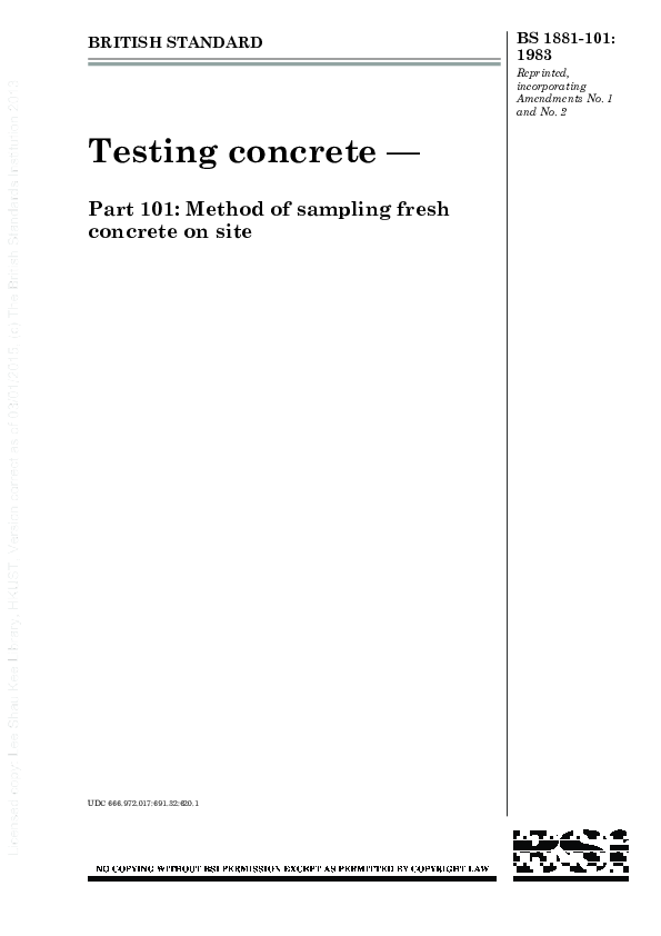 (PDF) Testing concrete -Part 101: Method of sampling fresh concrete on site