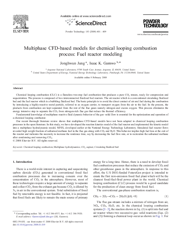 (PDF) Multiphase CFD-based models for chemical looping combustion process: Fuel reactor modeling