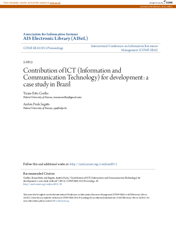 (PDF) Contribution of ICT (Information and Communication Technology ...