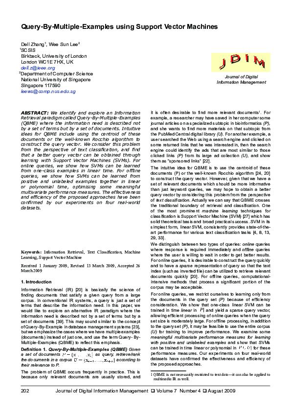 (PDF) Query-By-Multiple-Examples using Support Vector Machines