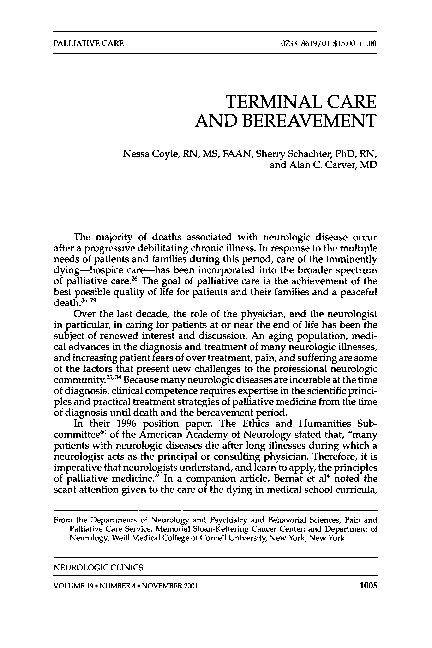 (PDF) Terminal care and bereavement