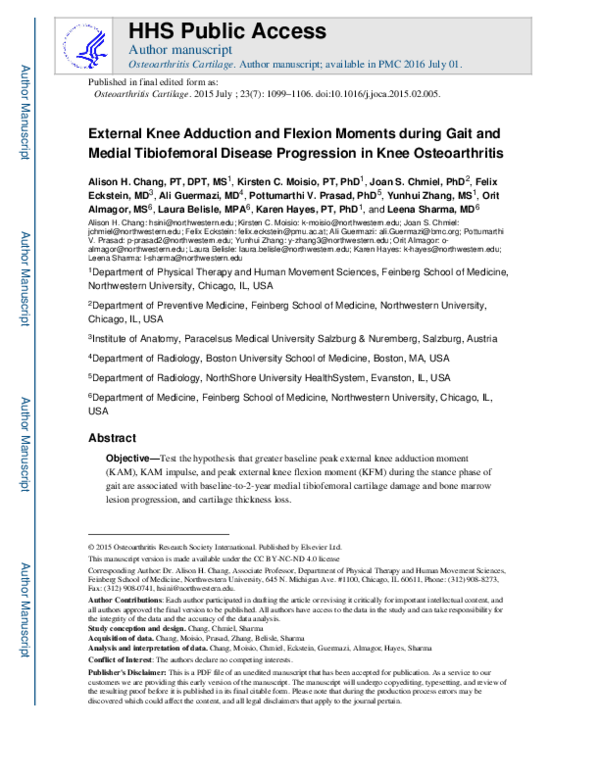 (PDF) External knee adduction and flexion moments during gait and ...
