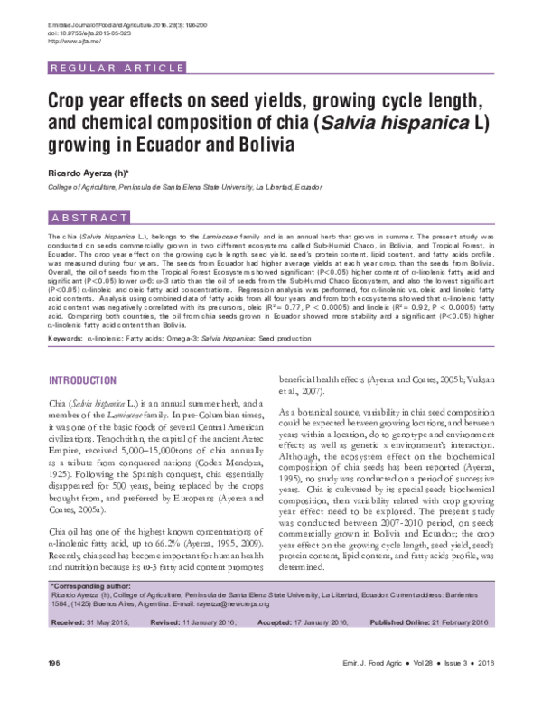 (PDF) Crop year effects on seed yields, growing cycle length, and ...