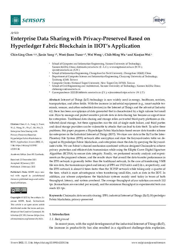 (PDF) Enterprise Data Sharing with Privacy-Preserved Based on Hyperledger Fabric Blockchain in ...