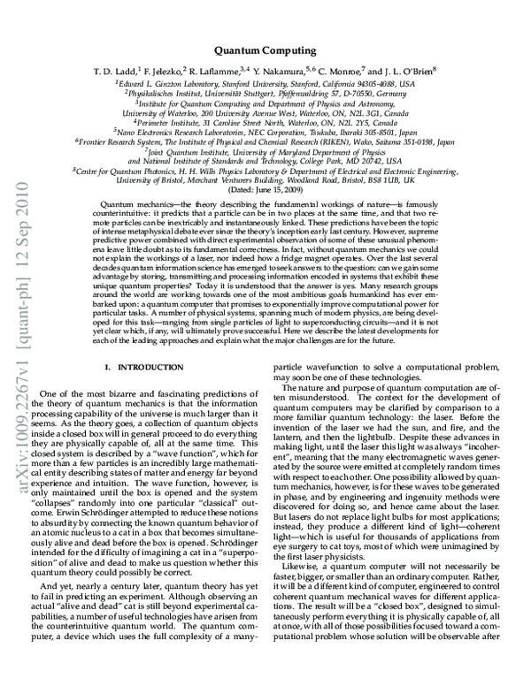 (PDF) Quantum computers
