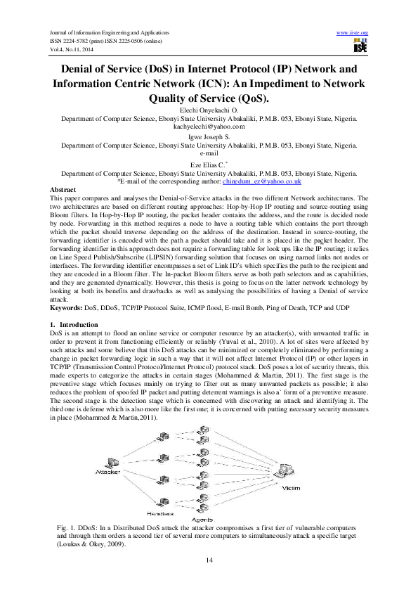 (PDF) Denial of Service (DoS) in Internet Protocol (IP) Network and ...