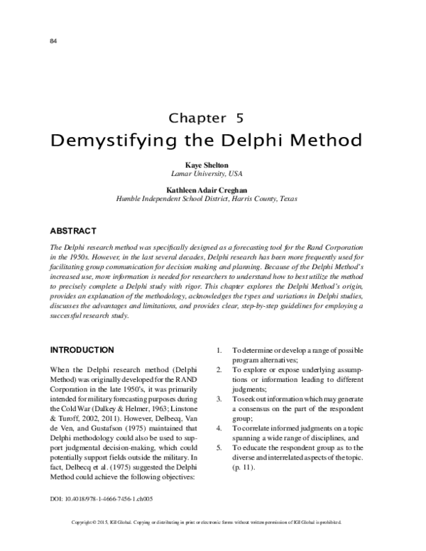 (PDF) Demystifying the Delphi Method