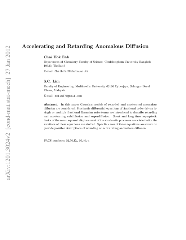 (PDF) 12 Accelerating and Retarding Anomalous Diffusion