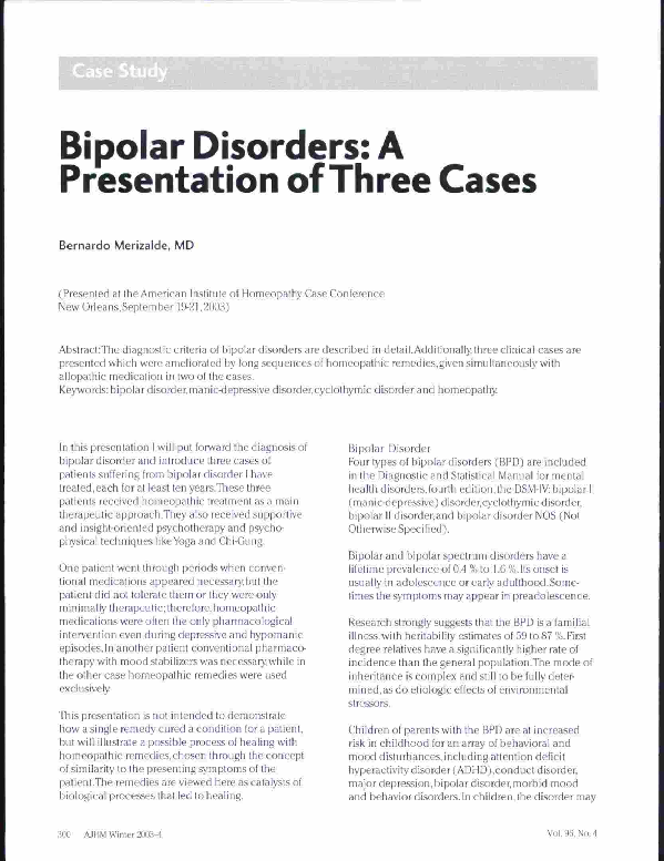 (PDF) Bipolar Disorders: A Presentation of Three Cases