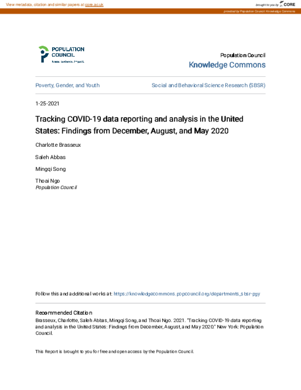 (PDF) Tracking COVID-19 data reporting and analysis in the United ...
