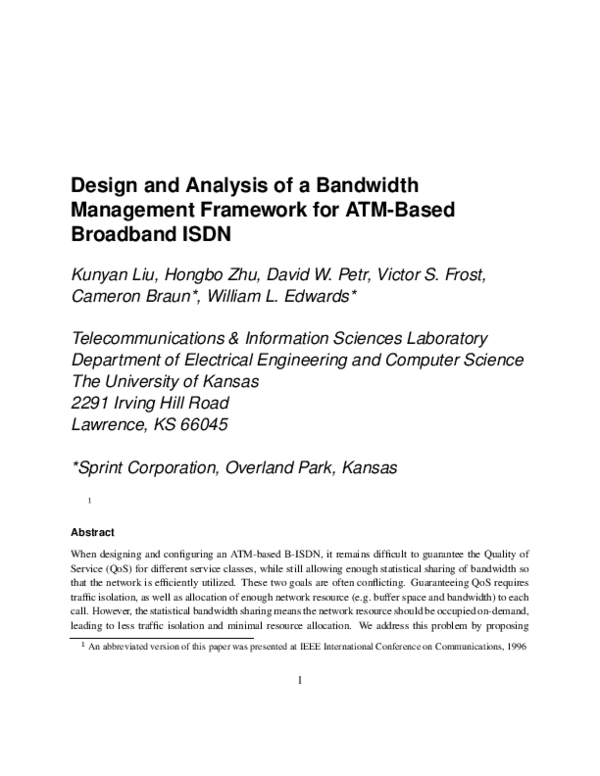 (PDF) ATM-based B-ISDN Bandwidth Management Framework