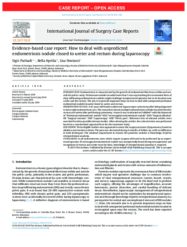 (PDF) Evidence-Based Case Report: How to Deal with Unpredicted Endometriosis Nodule Closed to ...