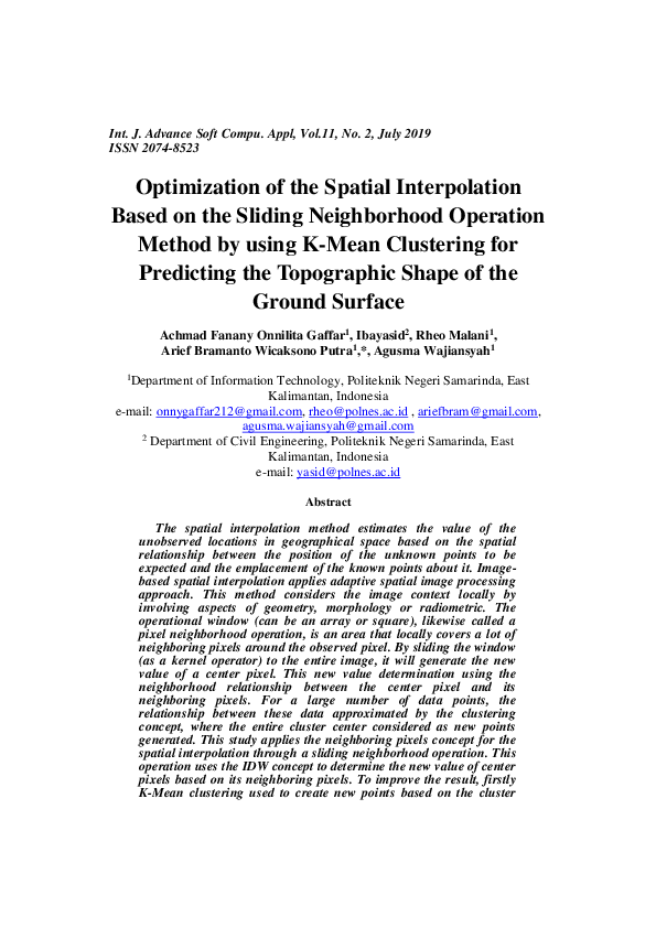 (PDF) Optimization of the Spatial Interpolation Based on the Sliding Neighborhood Operation ...