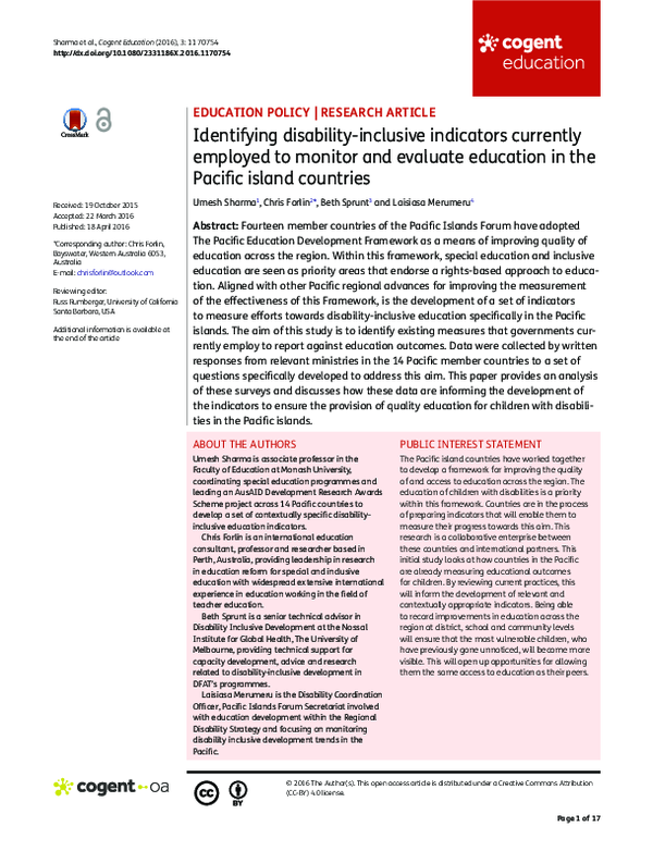 (PDF) Identifying disability-inclusive indicators currently employed to ...