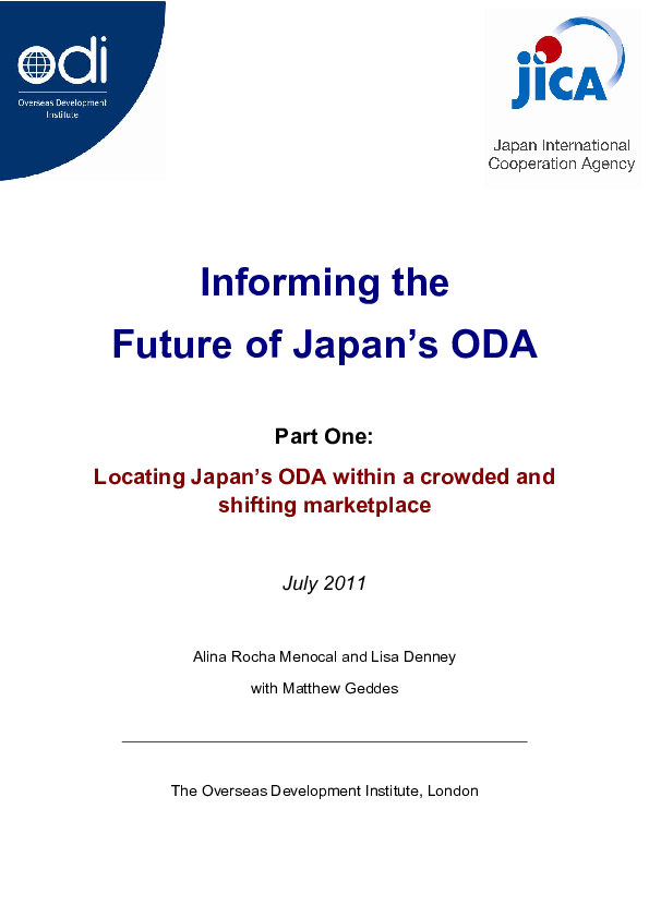 (PDF) Informing the Future of Japan ’ s ODA Part One : Locating Japan ’ s ODA within a crowded ...