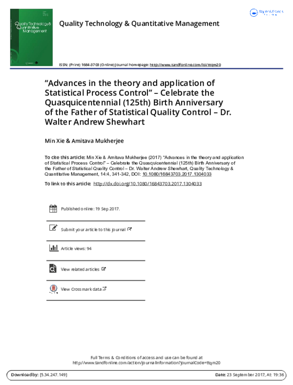(PDF) “Advances in the theory and application of Statistical Process ...