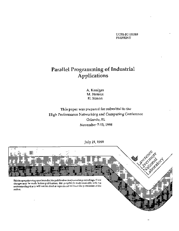 Pdf Parallel Programming Of Industrial Applications H Simon