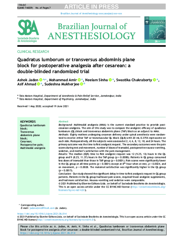 (PDF) Quadratus lumborum or transversus abdominis plane block for ...