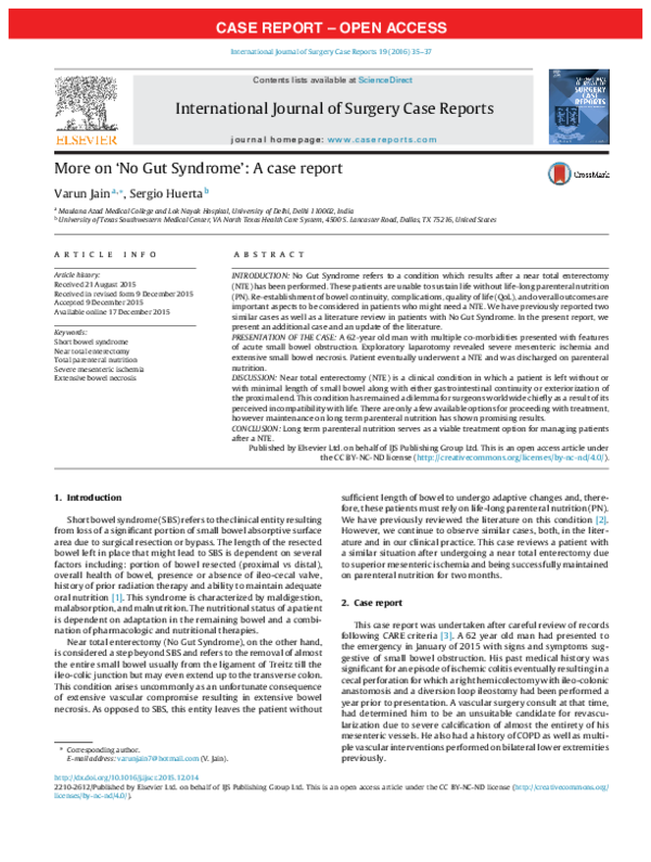 (PDF) More on 'No Gut Syndrome': A case report