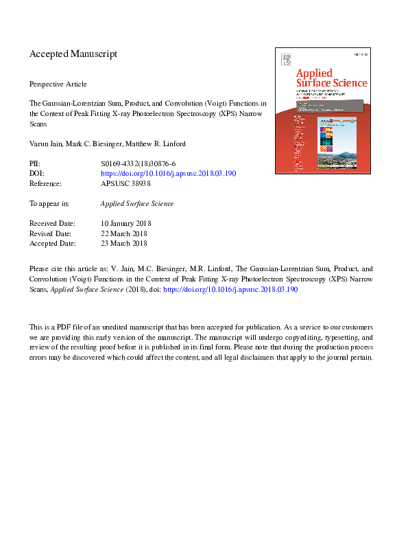 Pdf The Gaussian Lorentzian Sum Product And Convolution Voigt