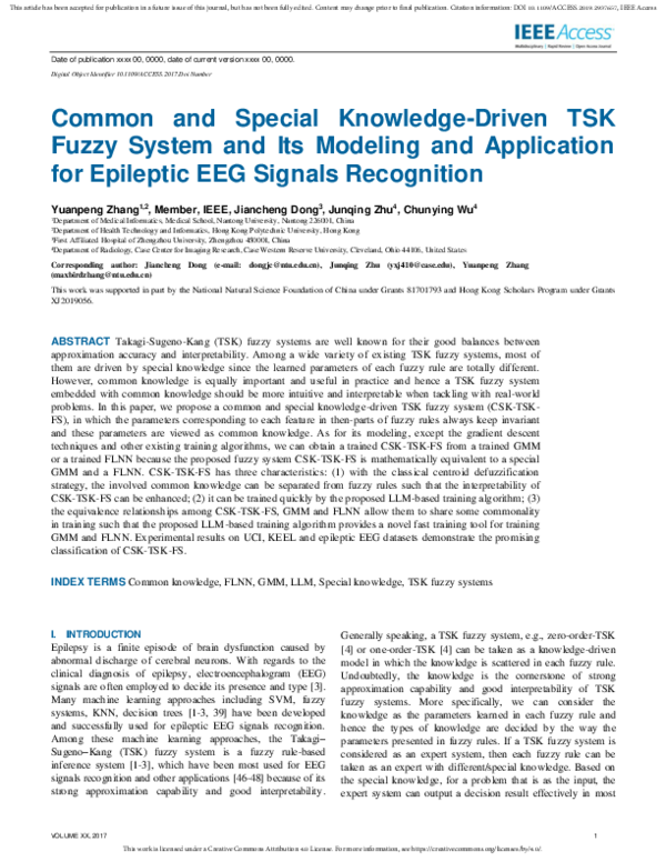 (PDF) Common and Special Knowledge-Driven TSK Fuzzy System and Its Modeling and Application for ...