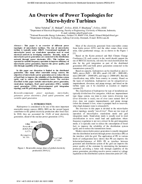(PDF) An overview of power topologies for micro-hydro turbines