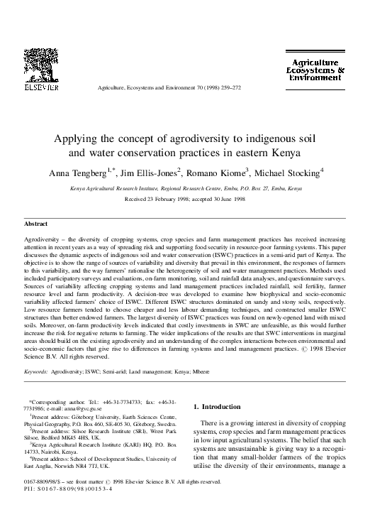 (PDF) Applying the concept of agrodiversity to indigenous soil and ...