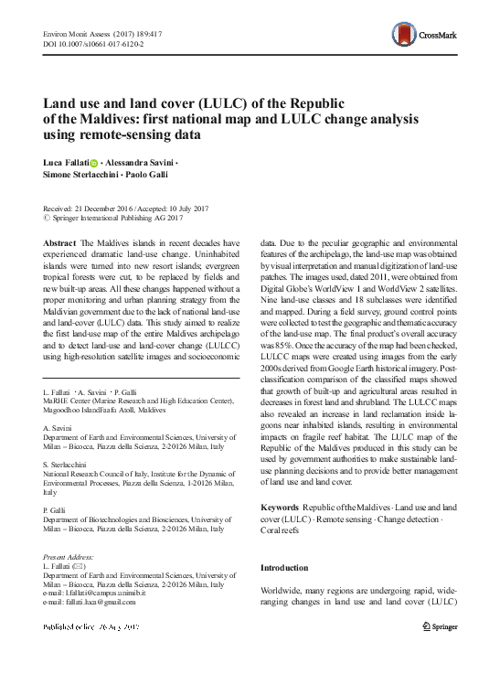 (PDF) Land use and land cover (LULC) of the Republic of the Maldives: first national map and ...