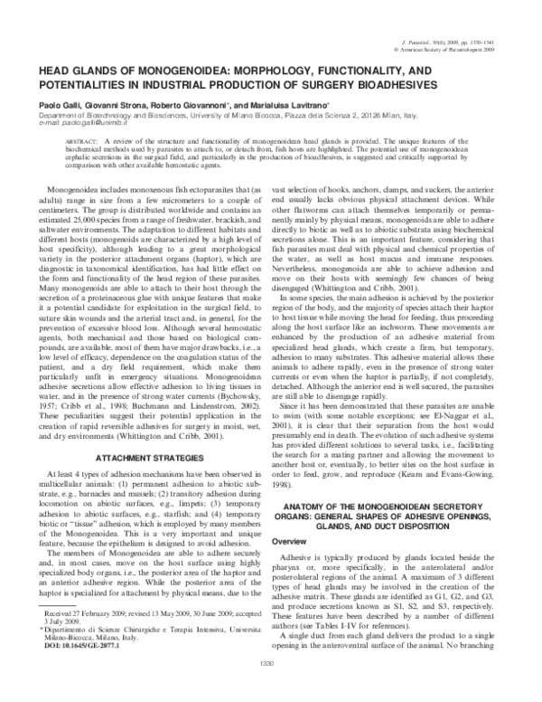 (PDF) Head Glands of Monogenoidea: Morphology, Functionality, and ...