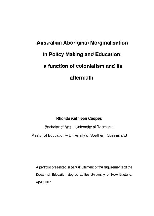 (PDF) Australian Aboriginal Marginalisation in Policy Making and Education