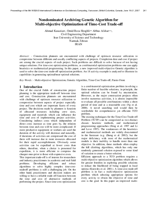 (PDF) Nondominated archiving genetic algorithm for multi-objective ...