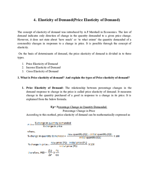 (DOC) Price elasticity of demand