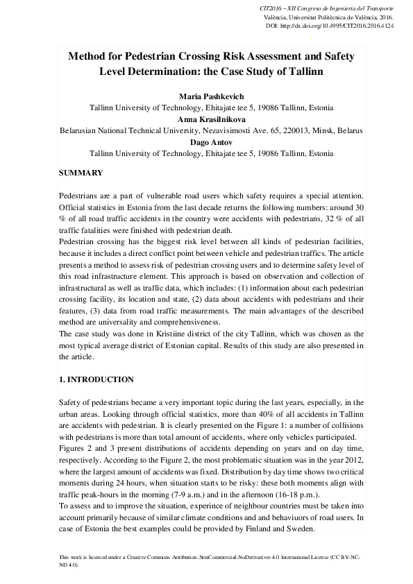 (PDF) Method for Pedestrian Crossing Risk Assessment and Safety Level ...