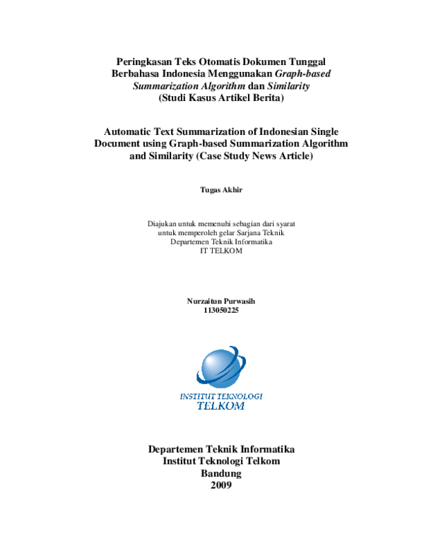 (PDF) Peringkasan Teks Otomatis Dokumen Tunggal Berbahasa Indonesia ...