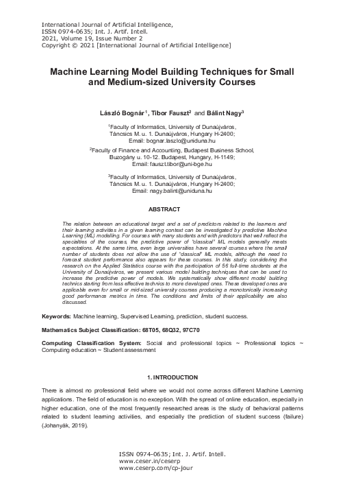 (PDF) Machine Learning Model Building Techniques for Small and Medium ...