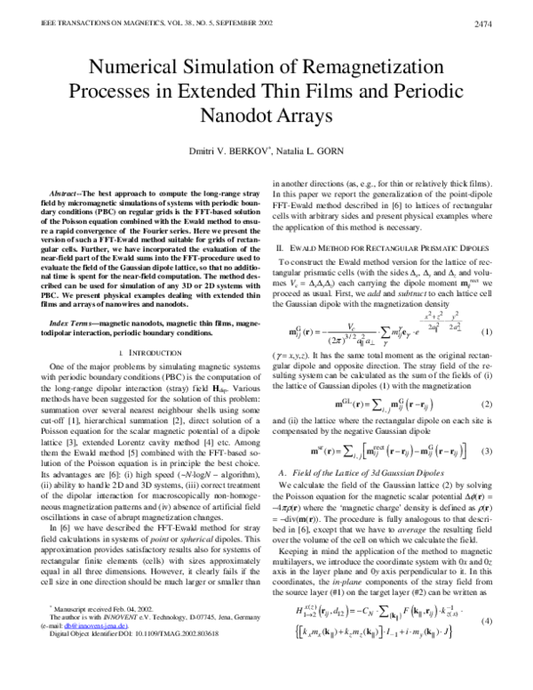 (PDF) Numerical simulation of remagnetization processes in extended ...