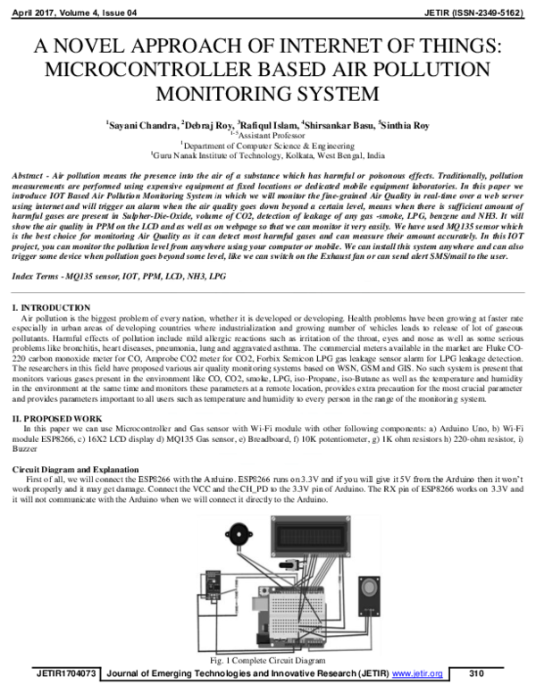 (PDF) A Novel Approach of Internet of Things: Microcontroller Based Air ...