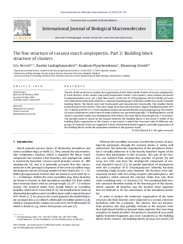 (PDF) The fine structure of cassava starch amylopectin. Part 2 ...