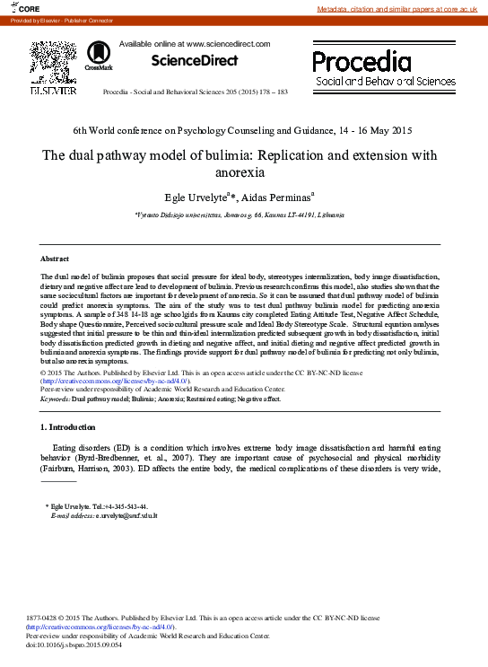 (PDF) The Dual Pathway Model of Bulimia: Replication and Extension with ...