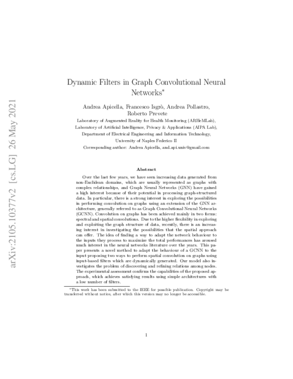 (PDF) Dynamic Filters in Graph Convolutional Neural Networks