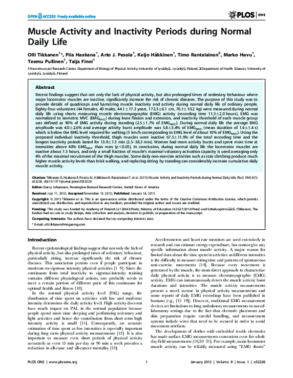 (PDF) Muscle Activity and Inactivity Periods during Normal Daily Life ...