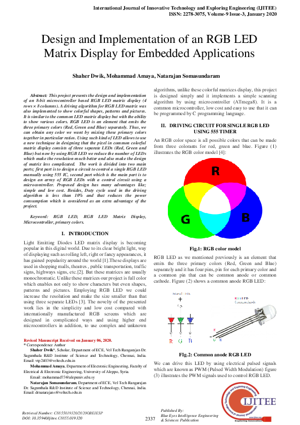 Pdf Design And Implementation Of An Rgb Led Matrix Display For