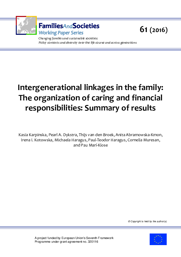 (PDF) Intergenerational linkages in the family : The organization of ...