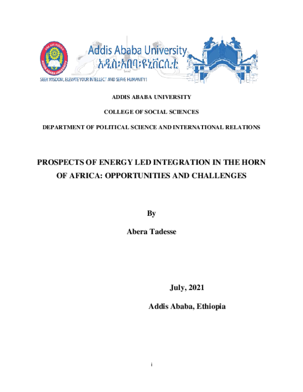 (PDF) ADDIS ABABA UNIVERSITY COLLEGE OF SOCIAL SCIENCES DEPARTMENT OF ...