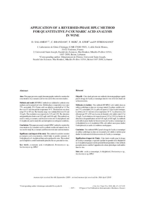(PDF) Application of a reversed-phase HPLC method for quantitative p ...