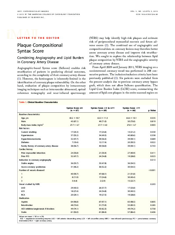 (PDF) Plaque compositional syntax score: combining angiography and ...