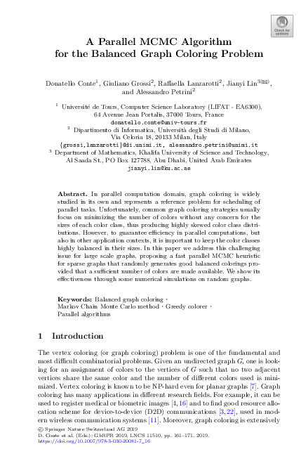 (PDF) A Parallel MCMC Algorithm for the Balanced Graph Coloring Problem